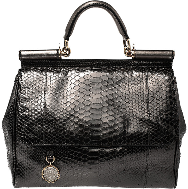Dolce & Gabbana Metallic Python Large Miss Sicily Top Handle Bag ...