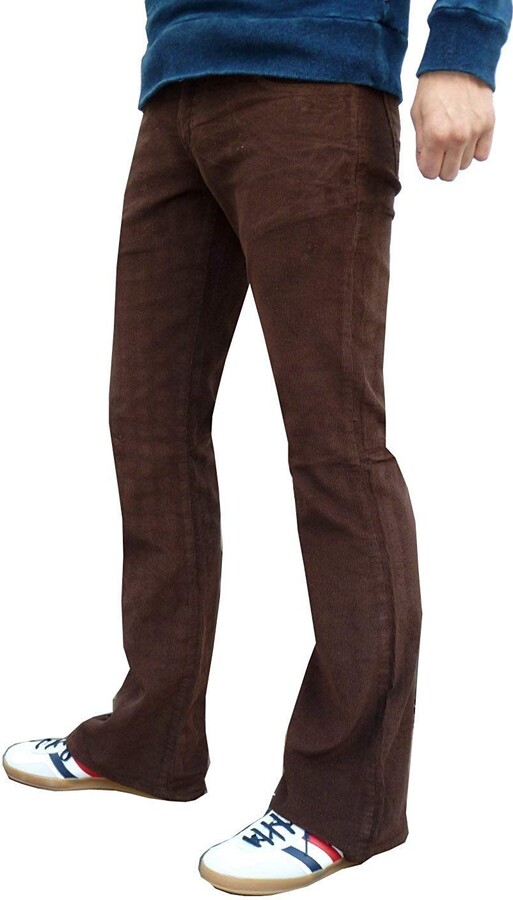 Fuzzdandy Mens brown bootcut flared cords 30 32 34 36 38 (38 waist 32 ...