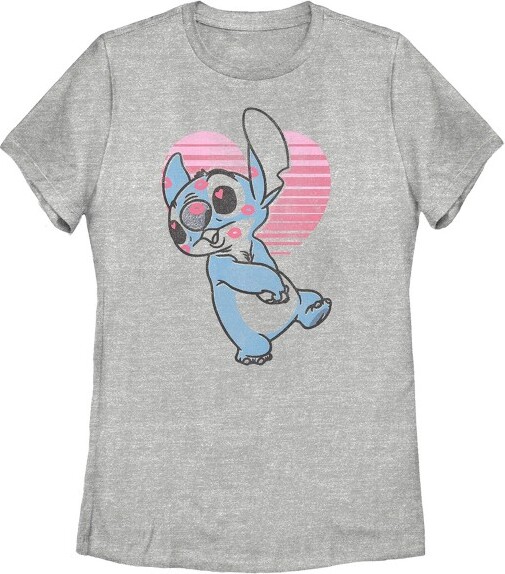 Women's Lilo & Stitch Kissy Faced T-Shirt - Athletic Heather - Small ...