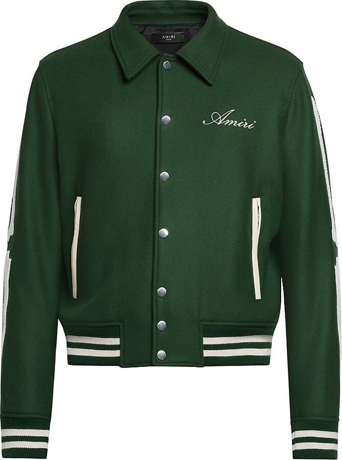 Amiri Men's Bones Wool Bomber Jacket - Rain Forest - Size 42 - ShopStyle