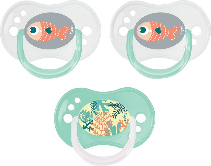 Tigex Reversible Pacifiers | 18-36 Months | Day/Night Silicone Dummies ...