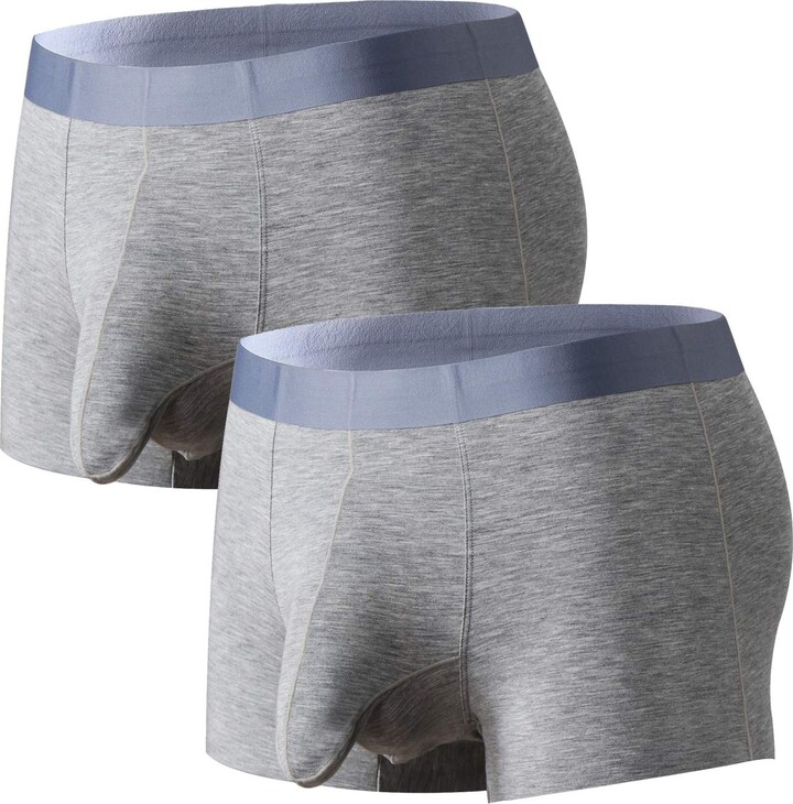 Ouruikia Men's Underwear Modal Trunks Silky Smooth Short Leg Boxer ...