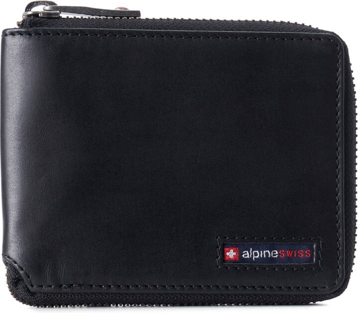 Alpine Swiss Logan Mens RFID Safe Zip Around Wallet Cowhide Leather ...