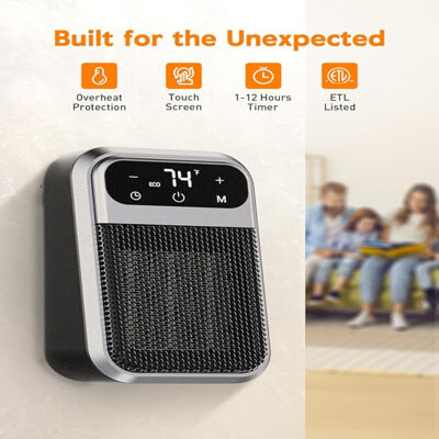 BUILTCO Givebest 800W Wall Outlet Space Heater With Remote,LED Display ...