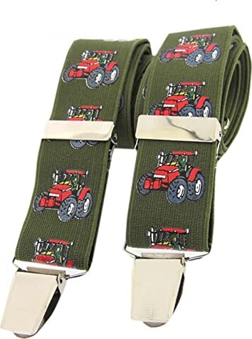 Farm Cottage Brands Green adjustable Red Tractor/Farming Themed Braces ...
