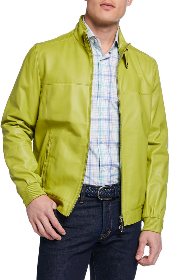 Stefano Ricci Men's Lamb Leather Zip-Front Sport Jacket - ShopStyle ...