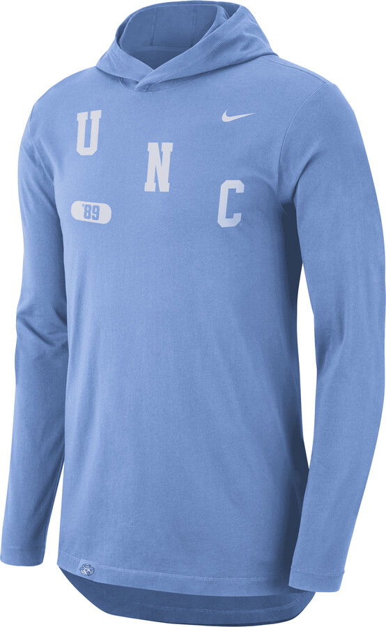 Nike UNC Men's Dri-FIT College Hooded Long-Sleeve T-Shirt in Blue ...