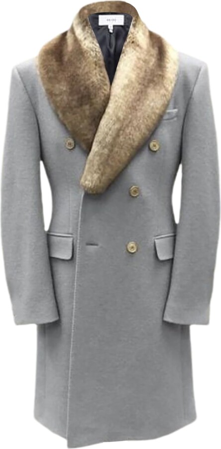 Generic Men Jacket Men's Trench Coat Wool Blend Warm Overcoat With ...