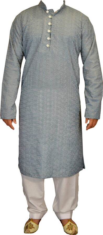 Kacery Men's Indian Cotton Chicken Kurta Pajama Sherwani Traditional ...