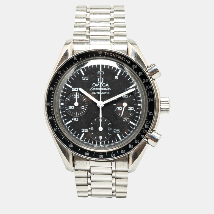 Omega Black Automatic Stainless Steel Speedmaster Chronograph Watch ...