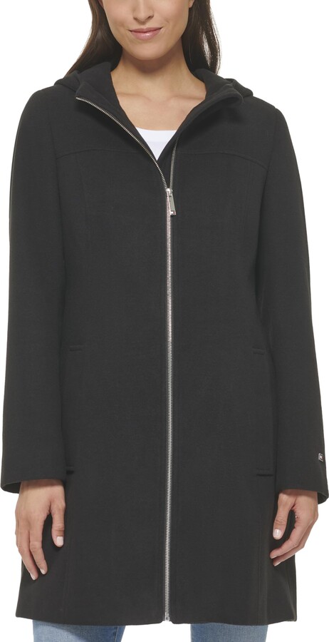 Tommy Hilfiger Women's Belted Zip Up Wool Coat - ShopStyle