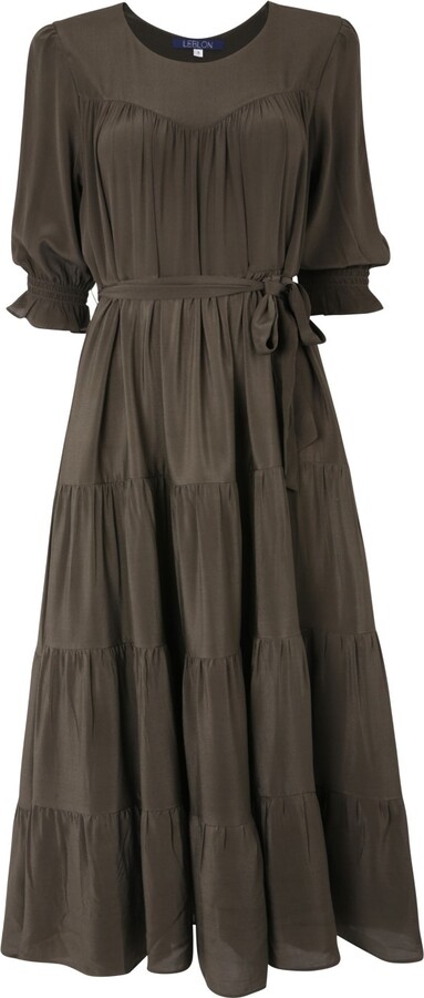 Leblon London - Pompeia Silk Tier Dress - Green - ShopStyle