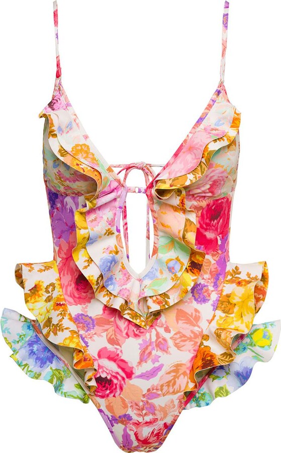 Zimmermann 'Raje' Multicolor One-Piece Swimsuit with Floreal Print and ...