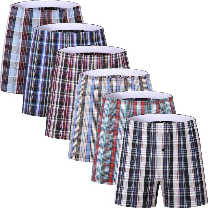 JupiterSecret Men's Boxers Underwear 100% Cotton Woven Boxers for Men ...
