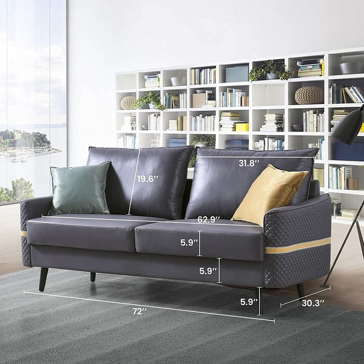 TOSWIN 72-Inch Sofa Couch Mid-Century Modern Tufted Loveseat for Living ...