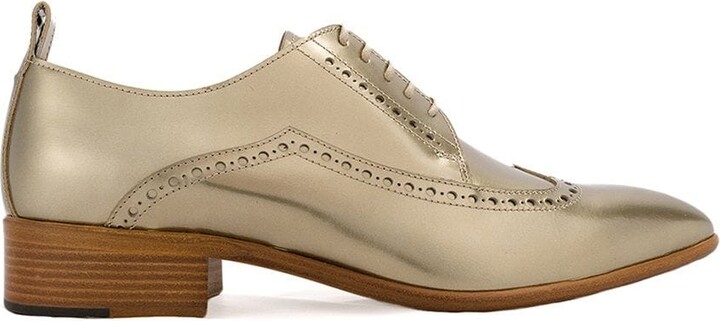 Maison Margiela Pointed Toe Metallic Brogues - ShopStyle Flats