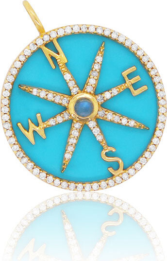 The Lovery Turquoise and Diamond Halo Compass Charm - ShopStyle