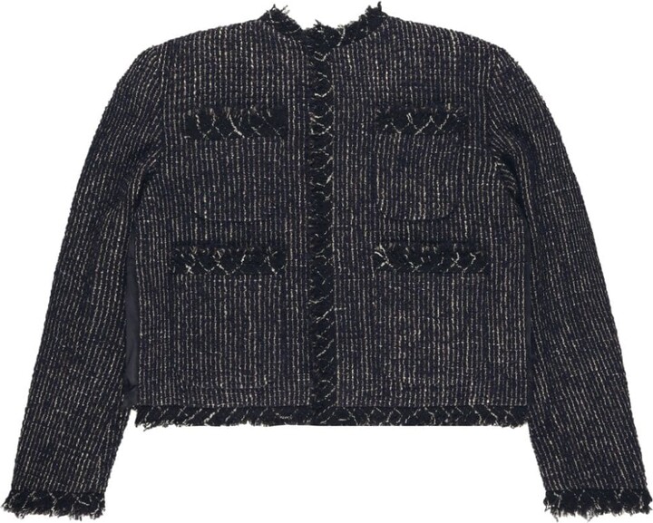 Sacai Frayed-Edge Tweed Jacket - ShopStyle
