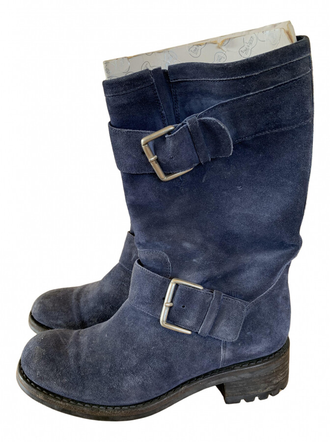 Free Lance Geronimo Blue Leather Boots - ShopStyle