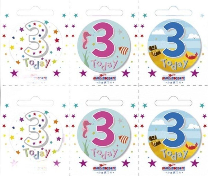 Apac Assorted Designs 3rd Birthday Badge (Pack of 6) - ShopStyle Games ...