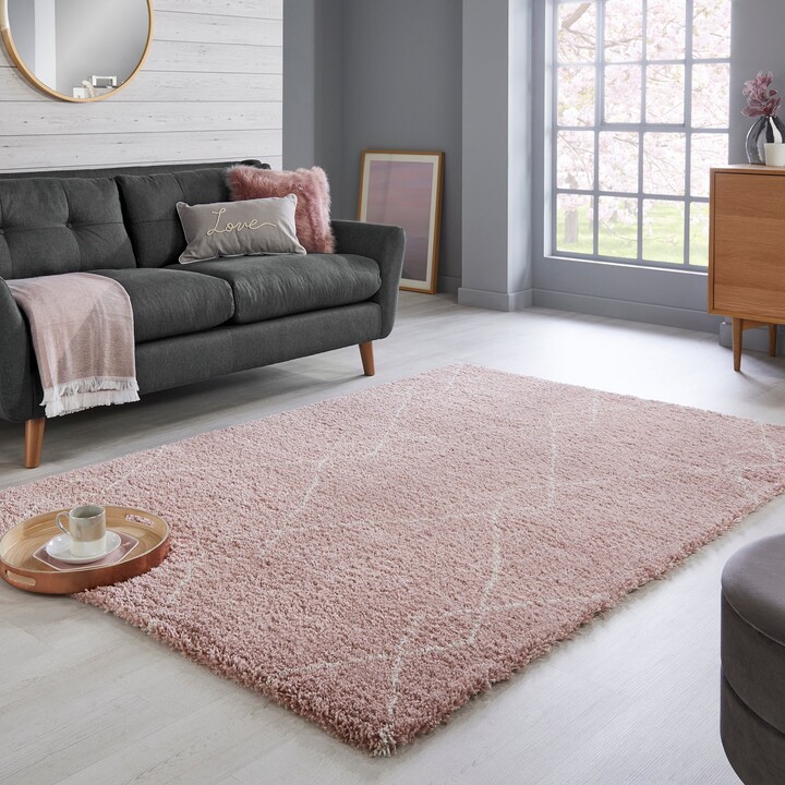 Dunelm Accra Berber Rug Accra Pink and Cream - ShopStyle