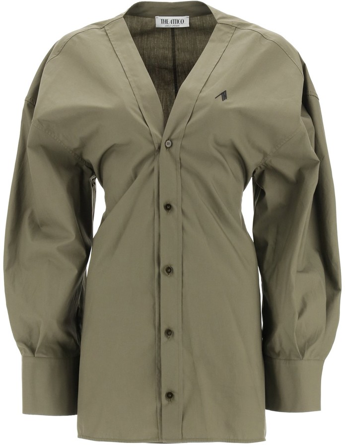 The attico mini shirt dress with logo embroidery - ShopStyle