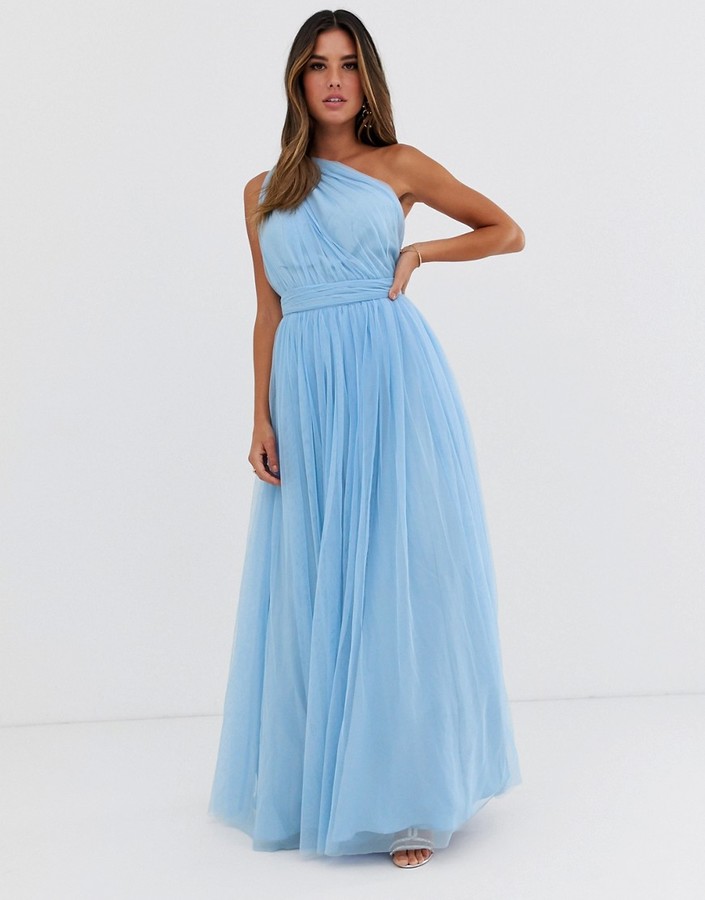 ASOS DESIGN one shoulder tulle maxi dress - ShopStyle
