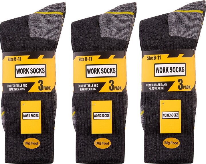 WORK SOCKS Men's Thick Socks Heavy Duty Reinforced Heel Sizes 12-14 ...