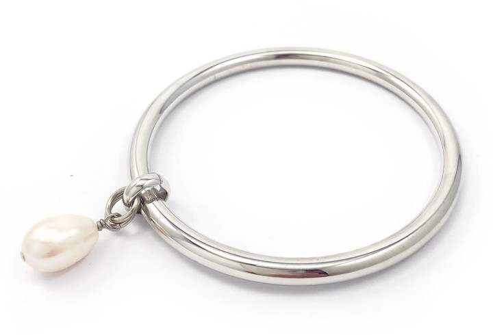 Biko Pearl Drop Bangle Silver - ShopStyle Bracelets