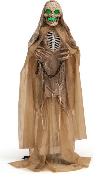 Costway Lighted and Animated Halloween Decoration 67" Outdoor Halloween ...