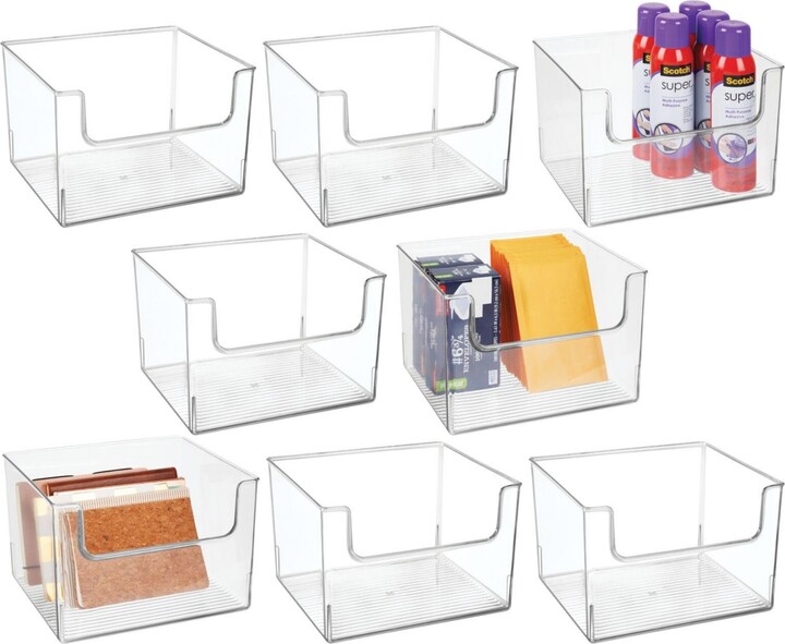 mDesign Office Plastic Storage Organizer Bin with Open Dip Front, 8 ...