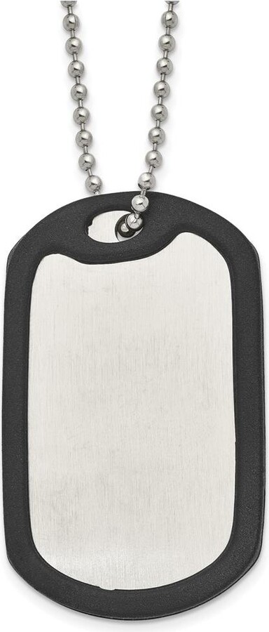 Chisel Brushed Dog Tag Removable Black Rubber Ball Chain Necklace ...