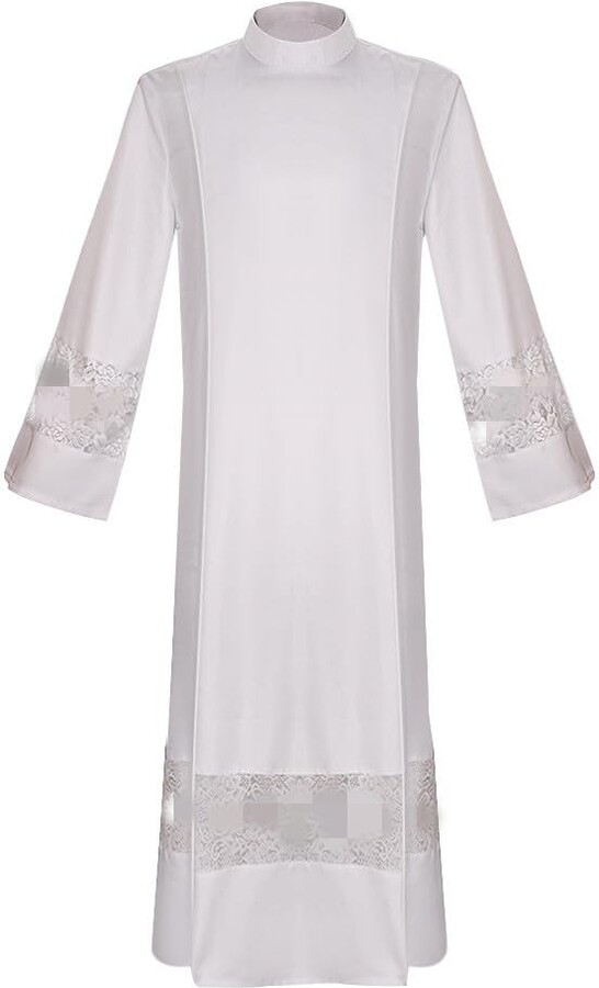 CAMDOM ALB Long Robe Catholic Adults Lace Pleated Long Robes Vestment ...