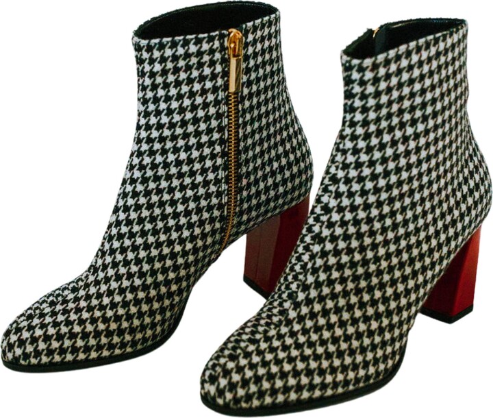 Luna Selene - Jackie O. Houndstooth Boot With Red Block Heel - ShopStyle