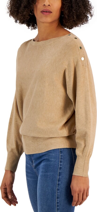 JM Collection Dolman Button-Trim Sweater, Created for Macy's - ShopStyle