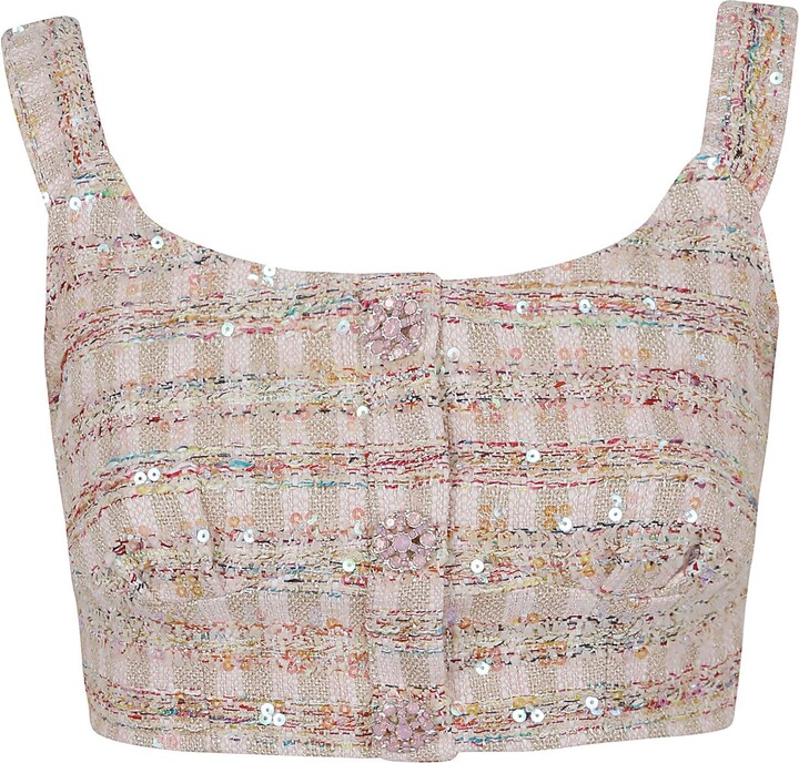 Self-Portrait Pink Sequin Boucle Top - ShopStyle