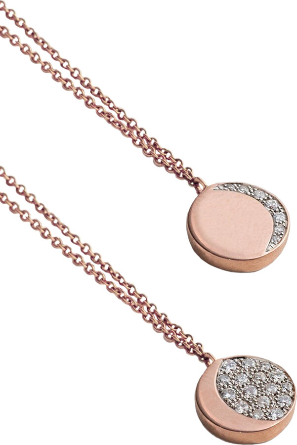 Pamela Love Reversible Diamond Moon Phase Pendant Rose Gold Necklace ...