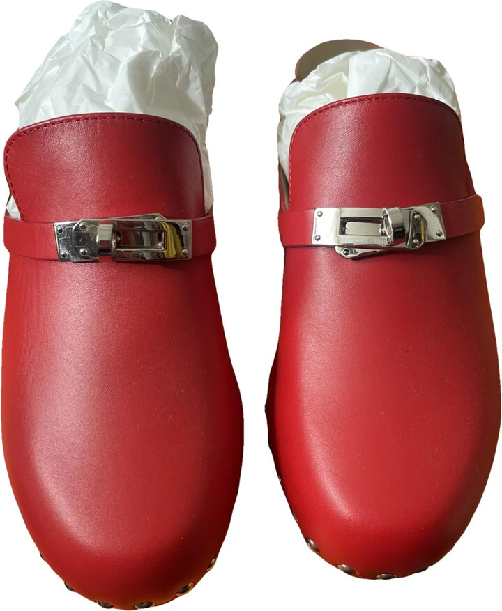 Hermes Carlotta leather mules & clogs - ShopStyle