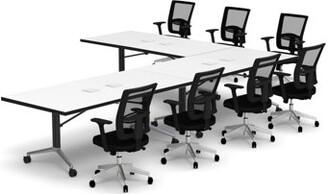 Team Tables Rectangle 7 Person Flip Top 72'' L Modular Training Table ...