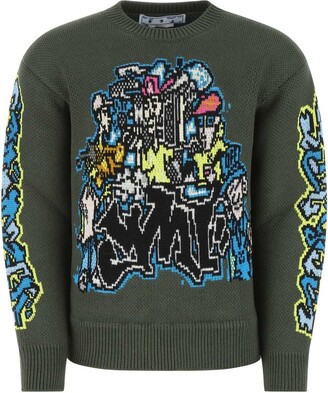 Off-White intarsia Arrow jumper - ShopStyle Crewneck Sweaters