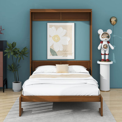 Bayou Breeze Farmhouse Murphy Bed With Metal Handle, Rattan Murphy Bed ...