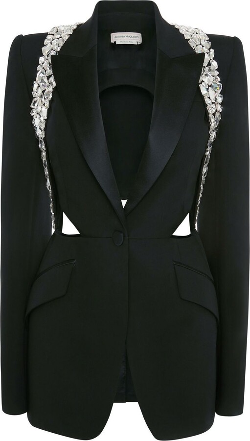 Alexander McQueen Slashed Crystal Shard Harness jacket - ShopStyle Blazers