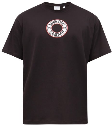 Burberry Logo Applique Cotton Jersey T Shirt Black Shopstyle