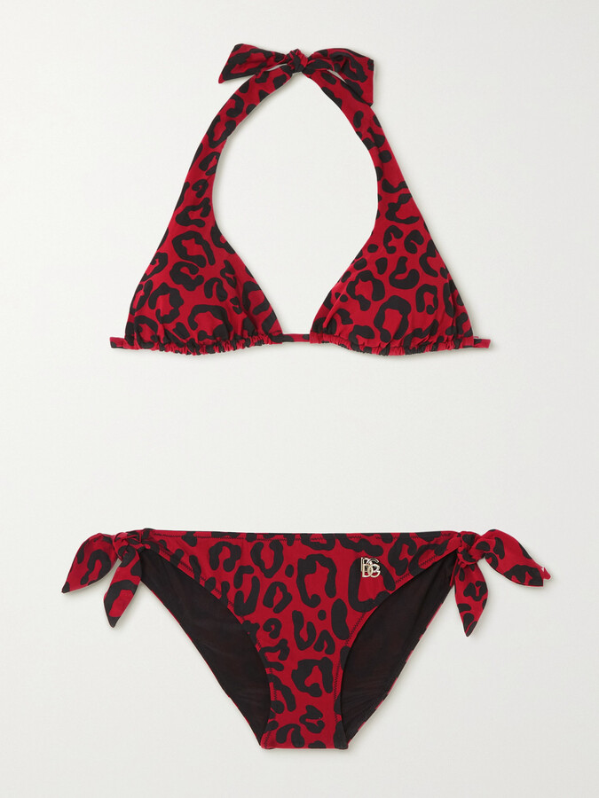 Dolce & Gabbana Leopard-print Triangle Bikini - Animal print ...
