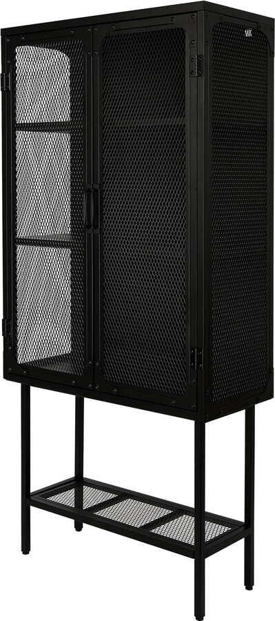 CoolArea Elegant Industrial Floor Cabinet with 2 Mesh Doors Living Room ...