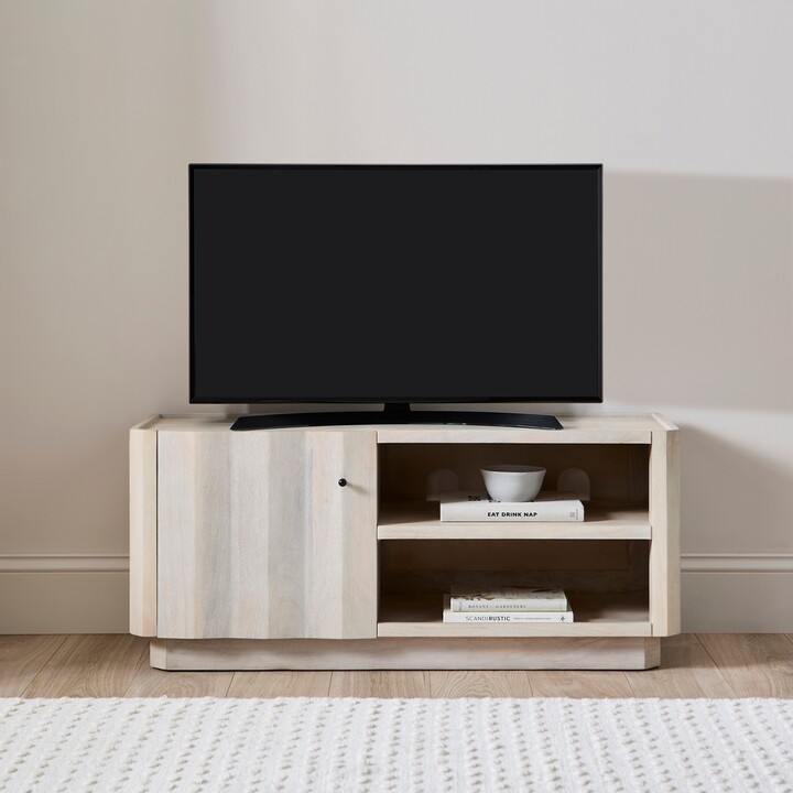 Dunelm Willa Small TV Unit for TVs up to 50", Mango Wood Light Wood ...