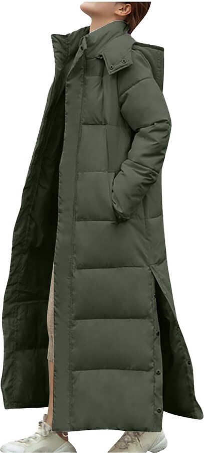 AMhomely Long Padded Jacket Women Winter Extra Long Down Jacket With ...