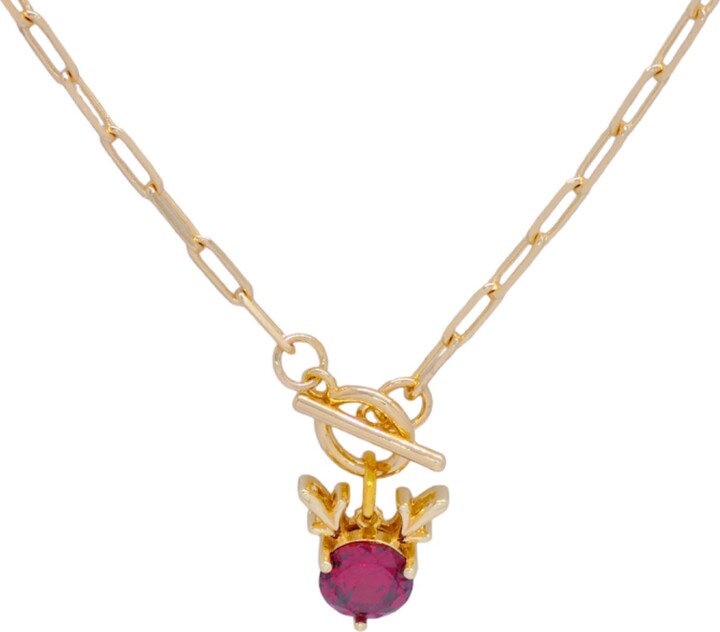 Valerie Chic Women's Gold / Red Deer Ruby Link Chain Necklace - ShopStyle