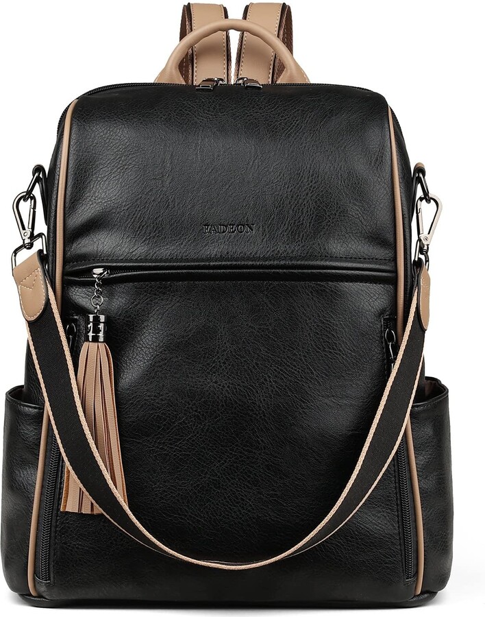 FADEON Leather Backpack Purse for Women Designer Travel Backpack Purses ...
