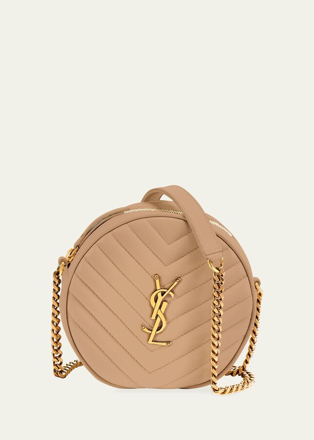Saint Laurent Vinyle Round Quilted Grain de Poudre Crossbody Bag ...